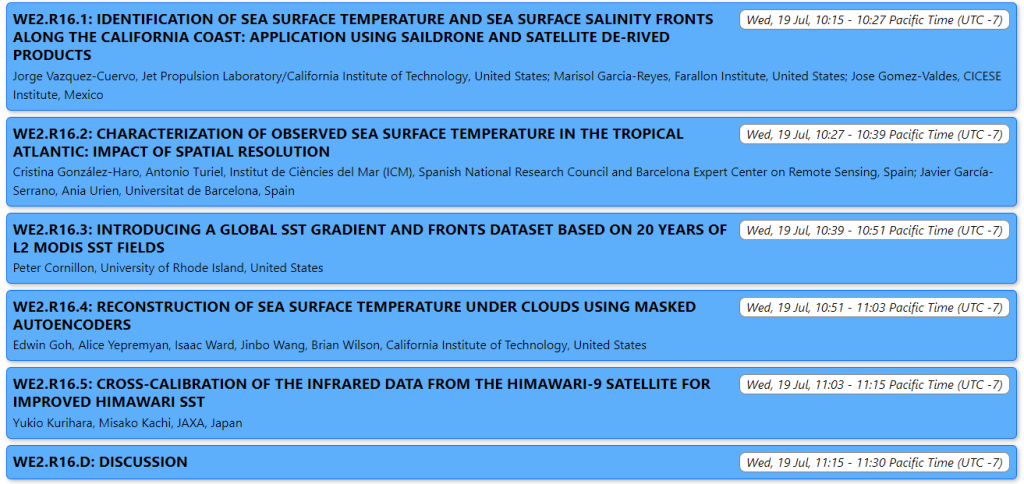 GHRSST - 19 July 2023, GHRSST Two sessions on SST applications at ...